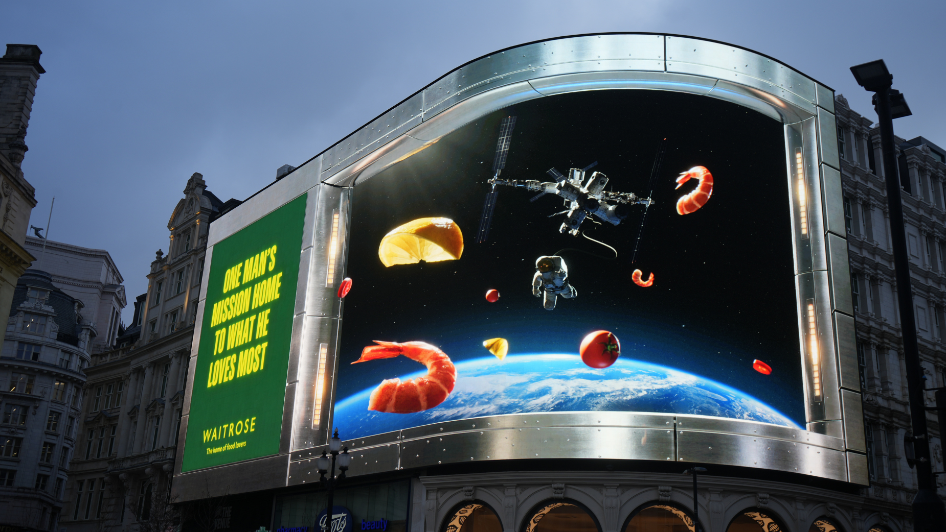 Waitrose Brings the Gastronaut to Life in 3D at Piccadilly Lights ...