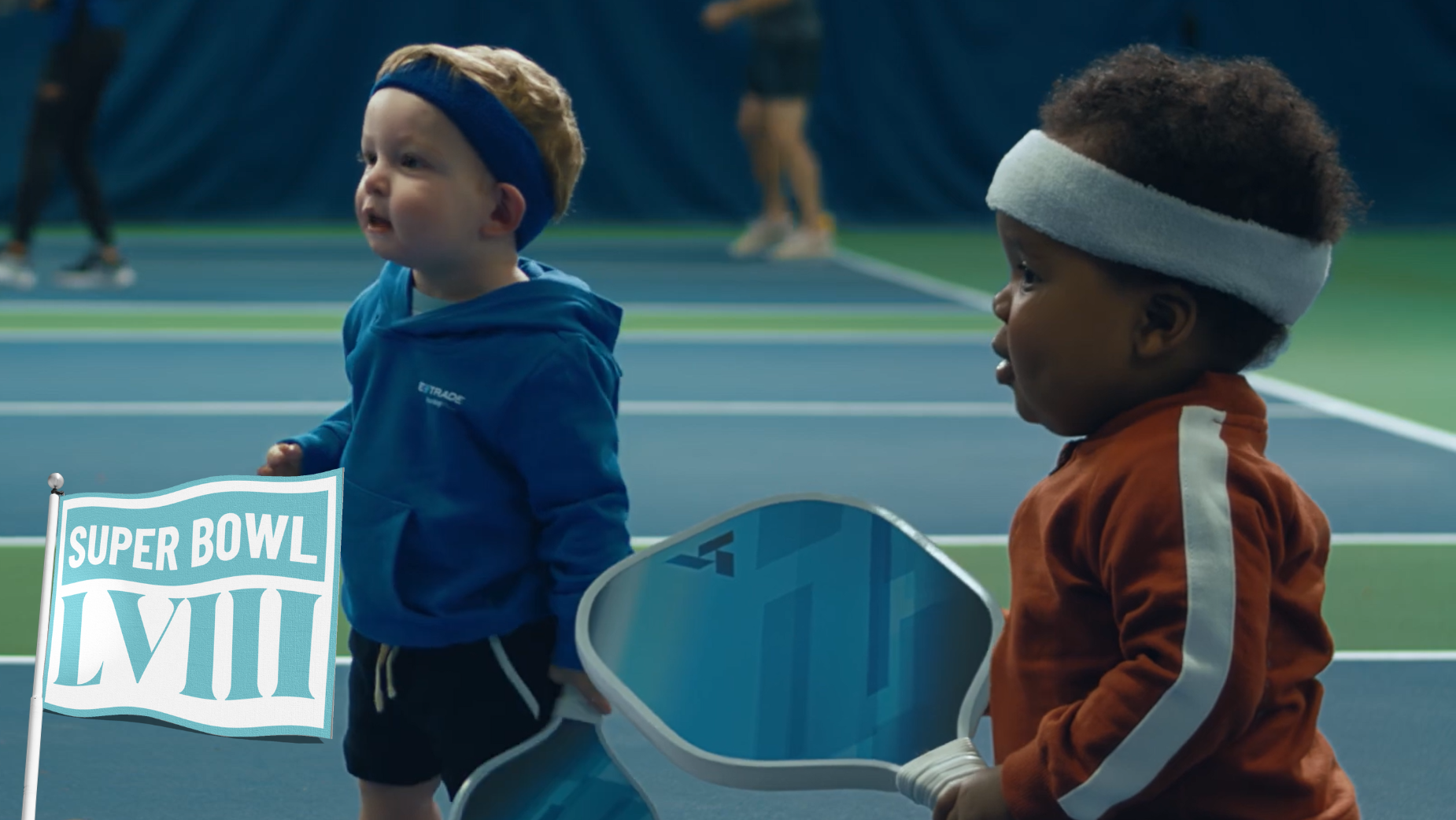Iconic E*TRADE Baby Gets a Taste of Pickeball in Super Bowl Ad from ...