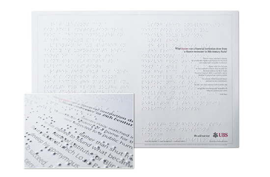 Publicis creates unique ad in Braille for UBS | LBBOnline